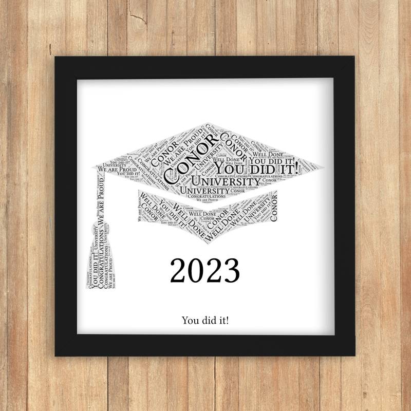 Graduation Cap Word Cloud Box Frame | 1020-041-30 | gifts .ie