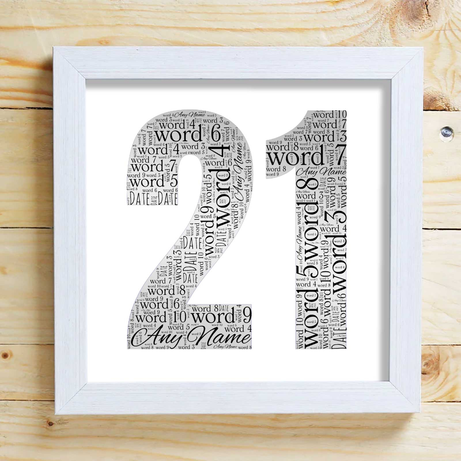 21st Birthday Word Cloud Box Frame | 1020-041-31-Age21 | gifts .ie